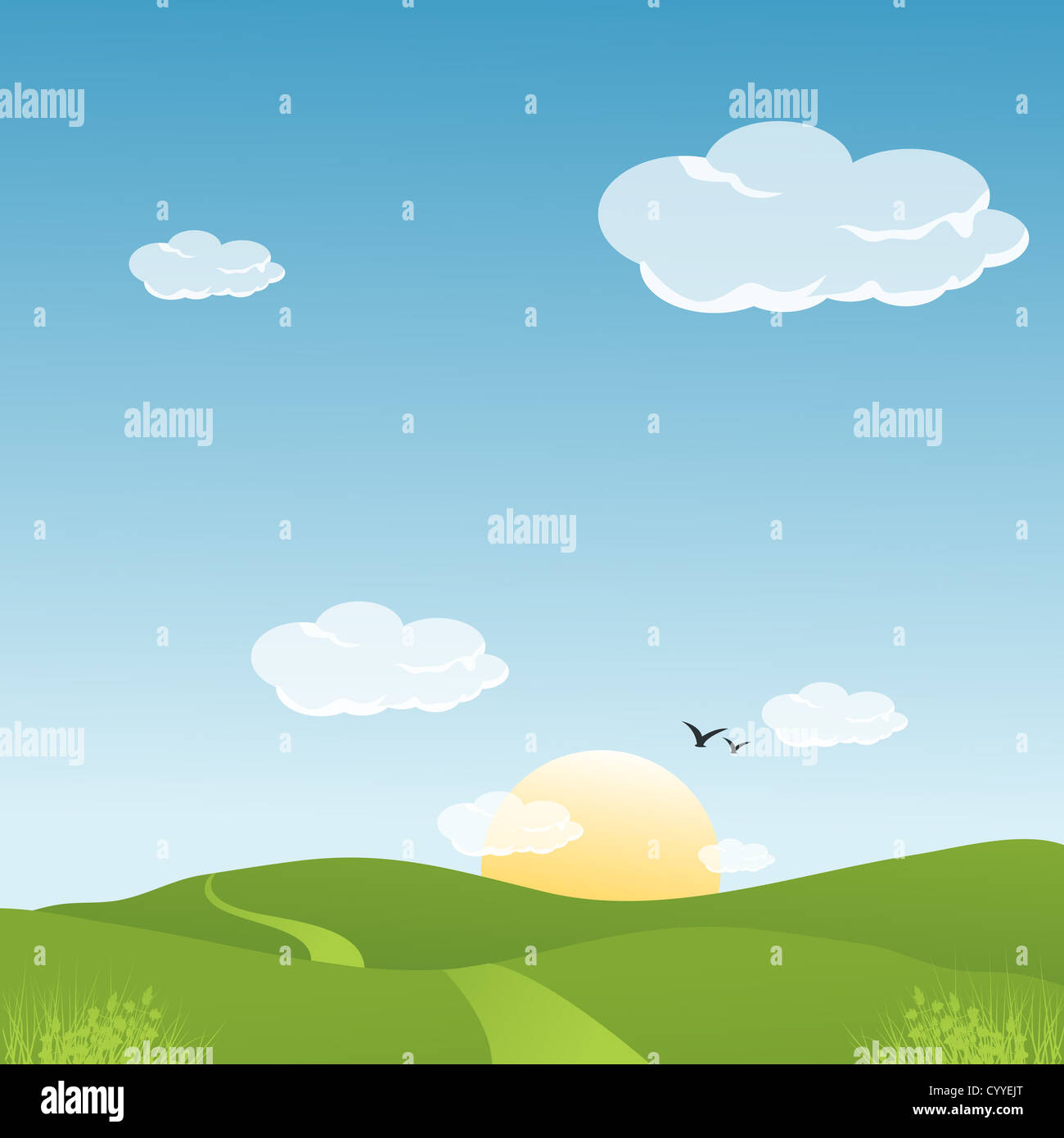 illustration of beautiful landscape Stock Photo - Alamy