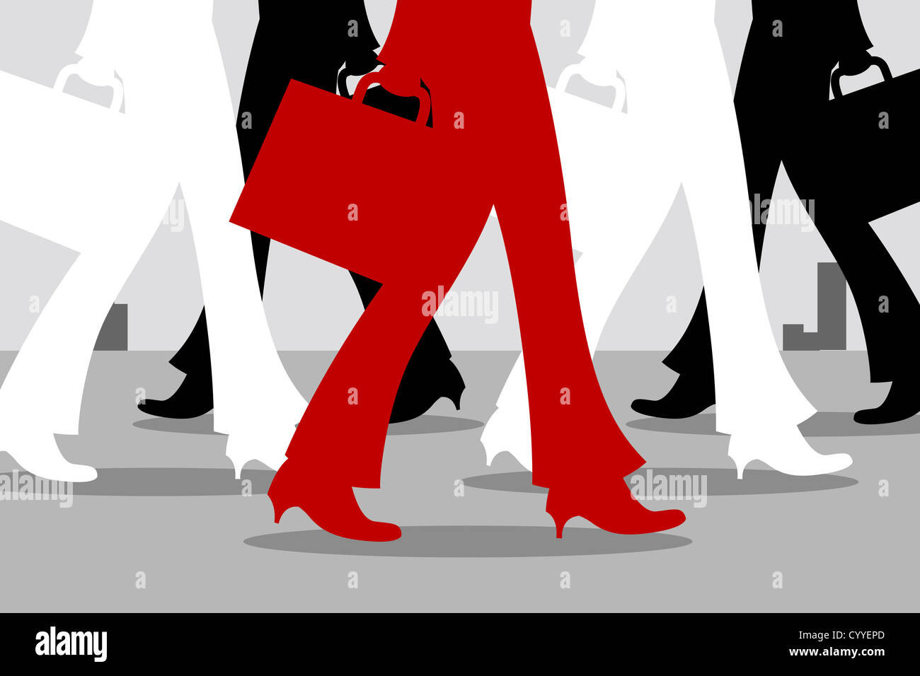 illustration of many walking feet Stock Photo - Alamy