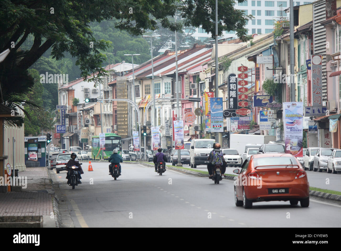 Main Bazaar street in Kuching, Sarawak Stock Photo - Alamy