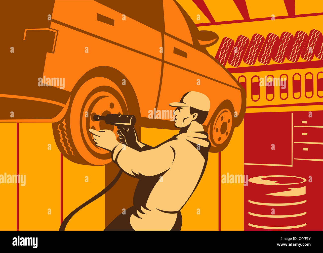Illustration repairman mechanic tradesman hi-res stock photography and ...