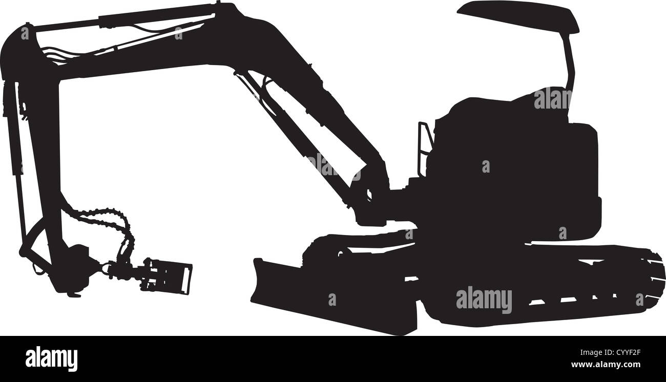illustration of a construction digger mechanical excavator white ...