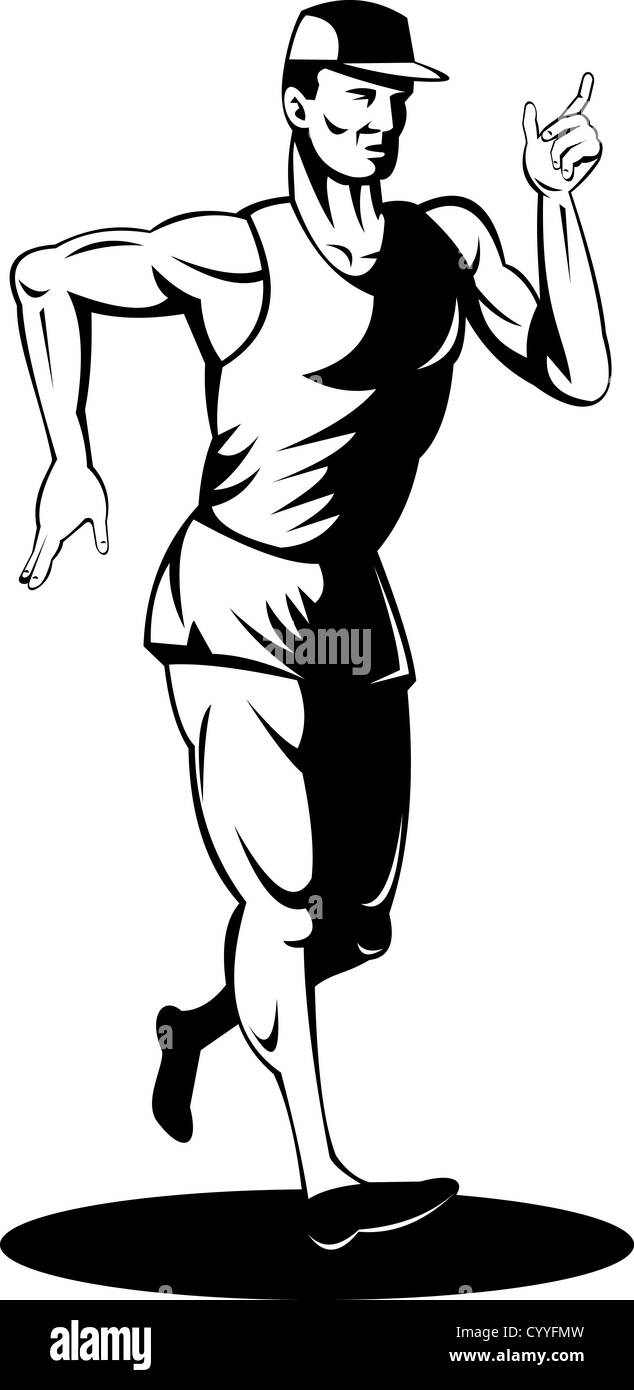 illustration of a marathon runner walkathon running race on isolated ...