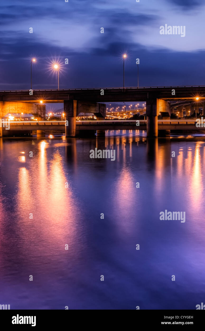 Dramatic city night scene of bridge in Taipei Stock Photo - Alamy