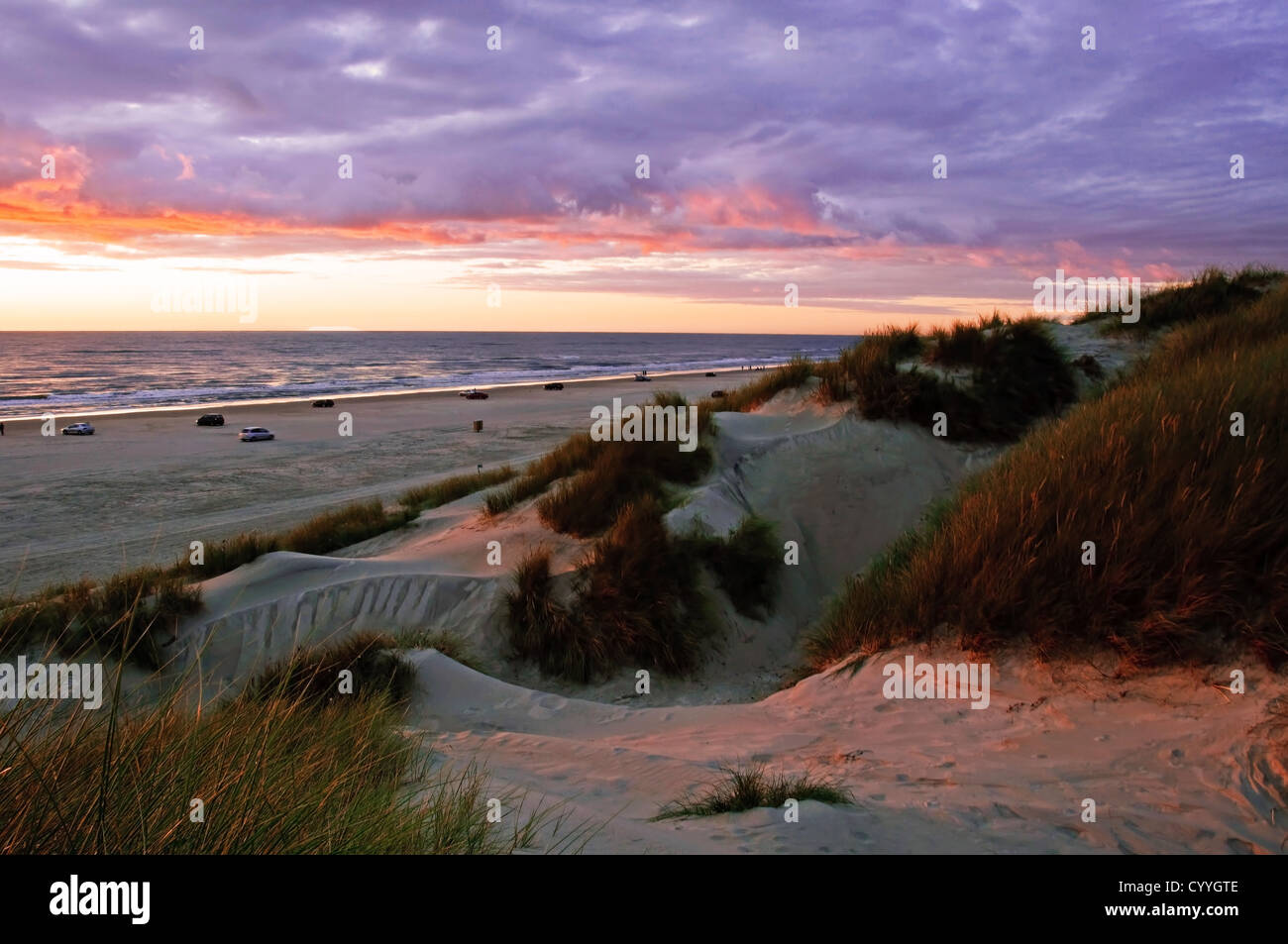 Sunset seen from the dunes Stock Photo - Alamy