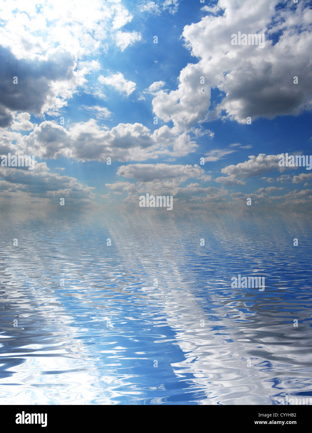 blue sky in summer and water reflection showing nature concept Stock ...
