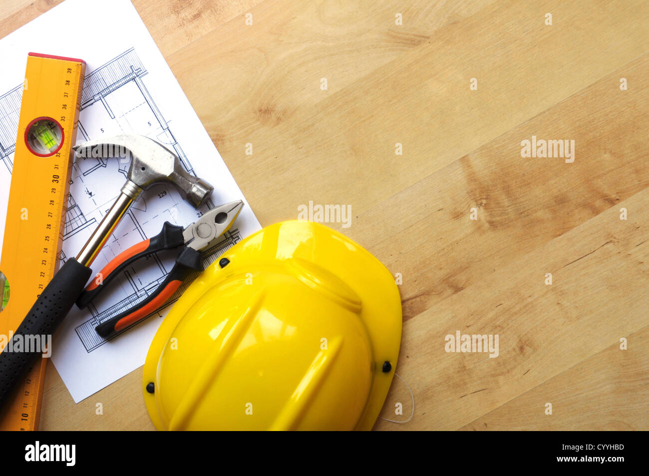 Engineer hard hat and tools hi-res stock photography and images - Alamy