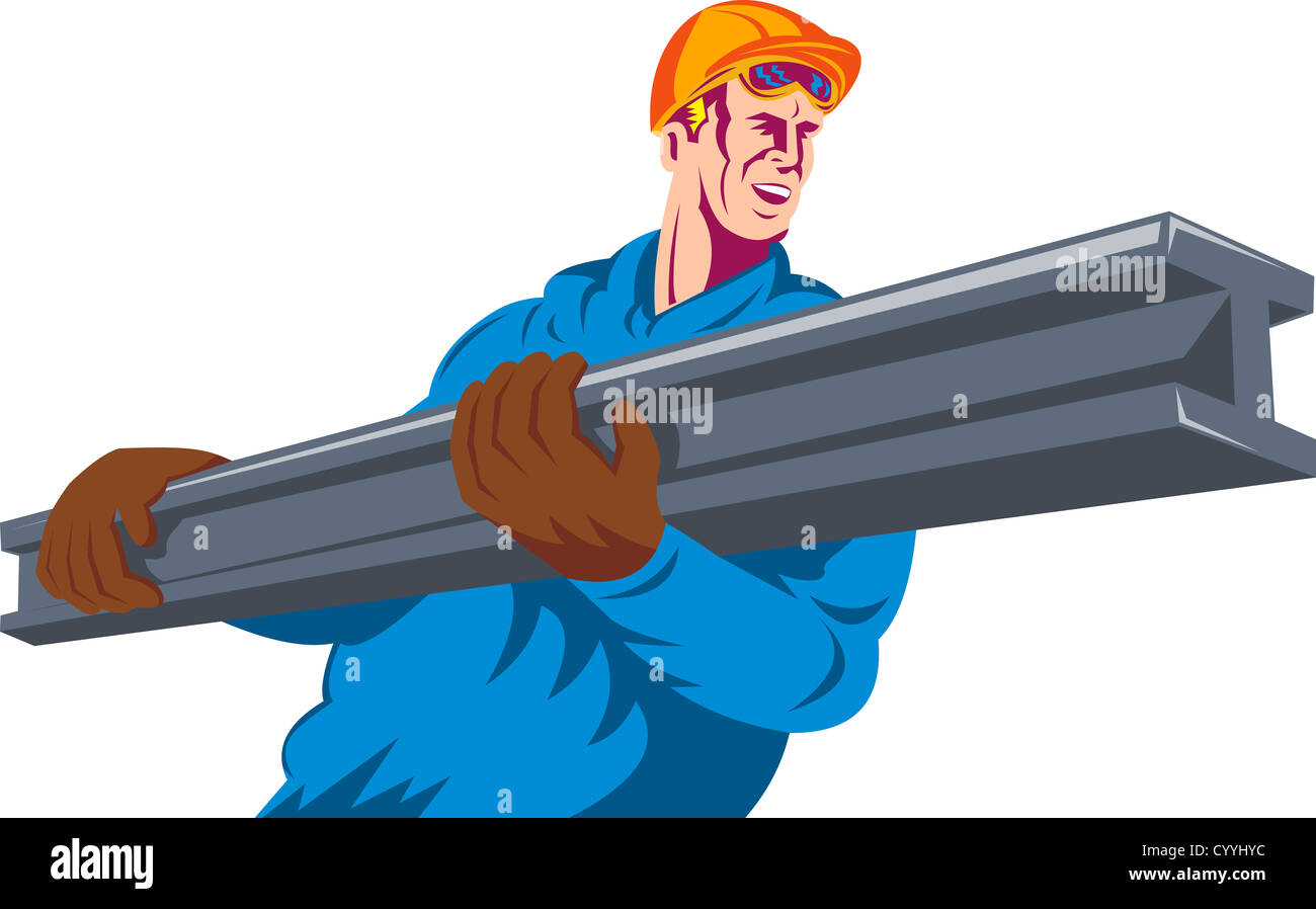 illustration of a construction worker at work done in retro style Stock ...
