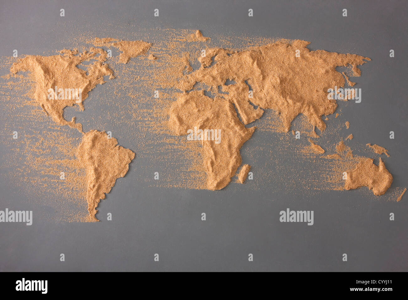 The global map made of sand Stock Photo - Alamy