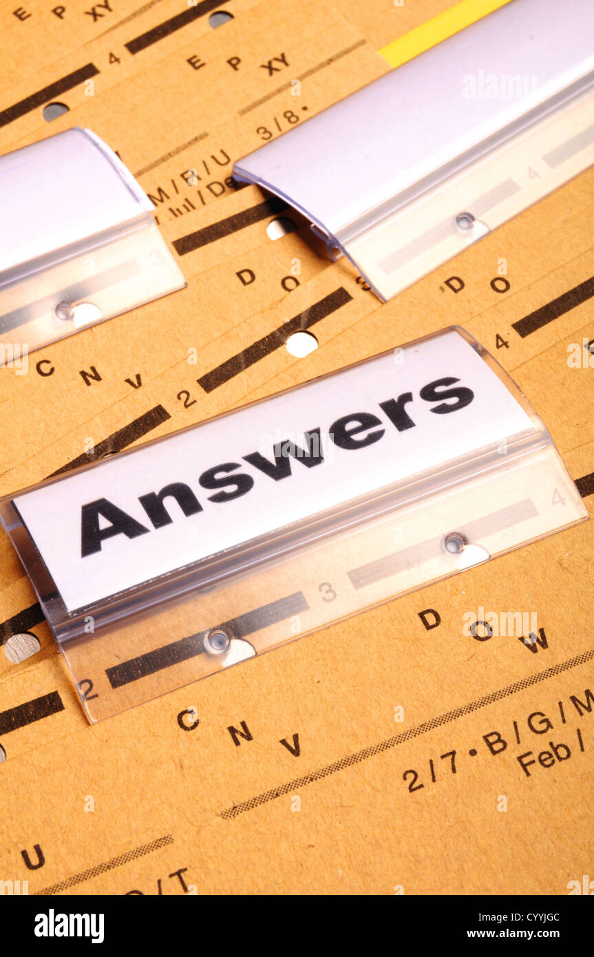 answers word on register or hanging folder showing solution concept ...