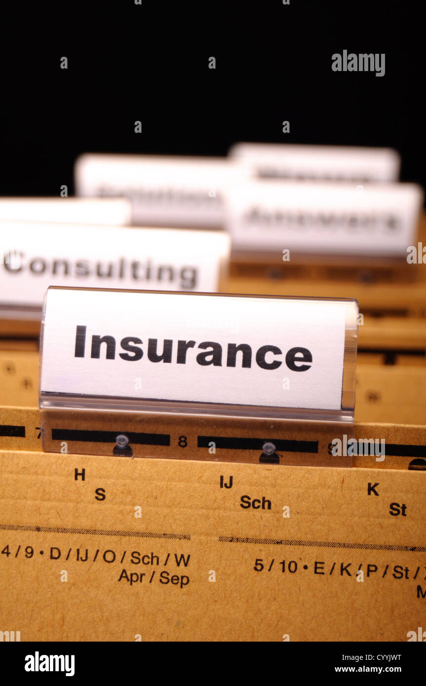 insurance word on business folder showing risk management concept Stock ...