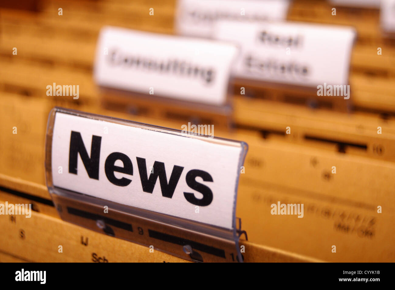 news or newsletter concept with word on folder register in business ...
