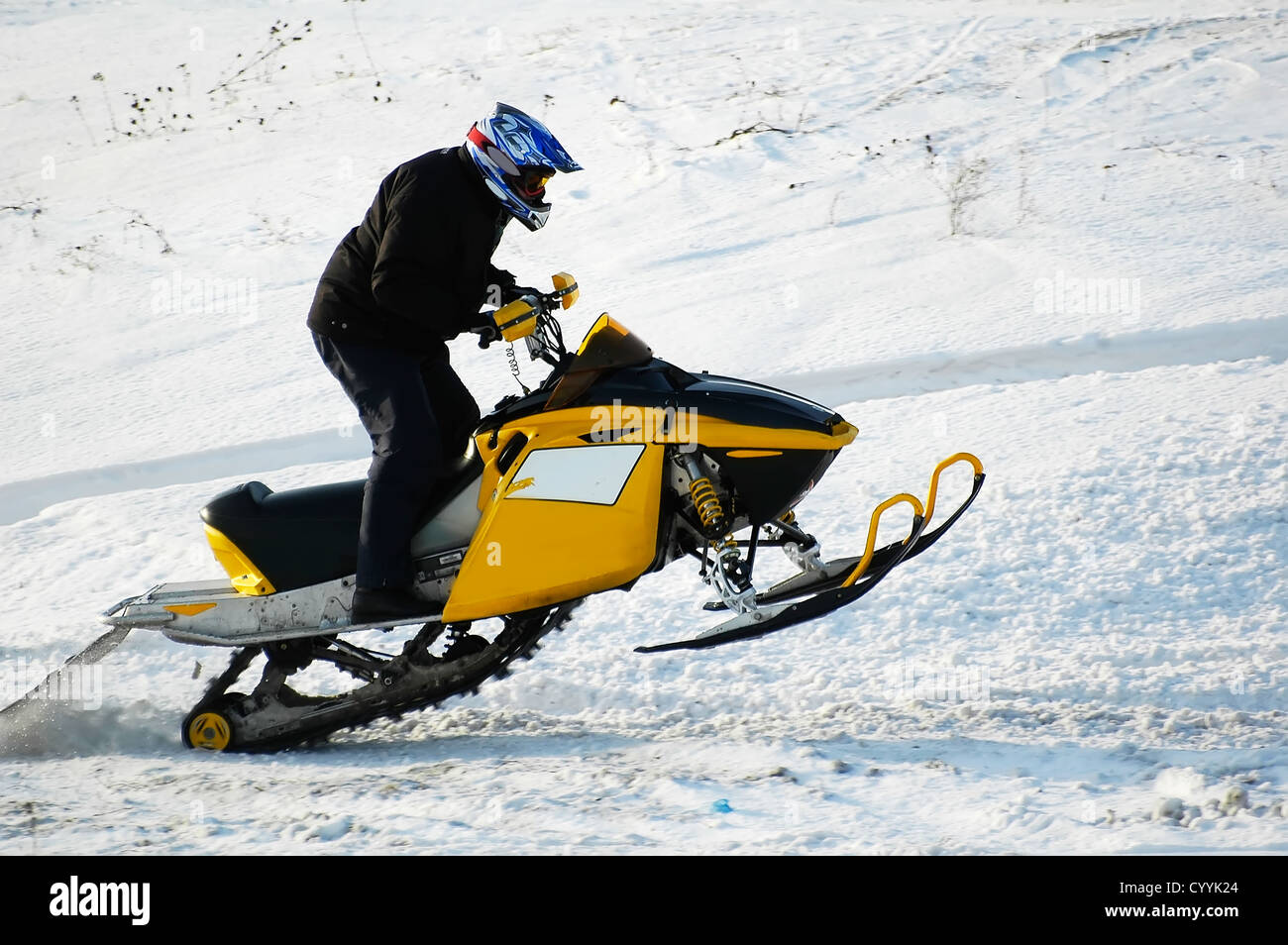 Sport training of ski mobile rider at winter day Stock Photo - Alamy