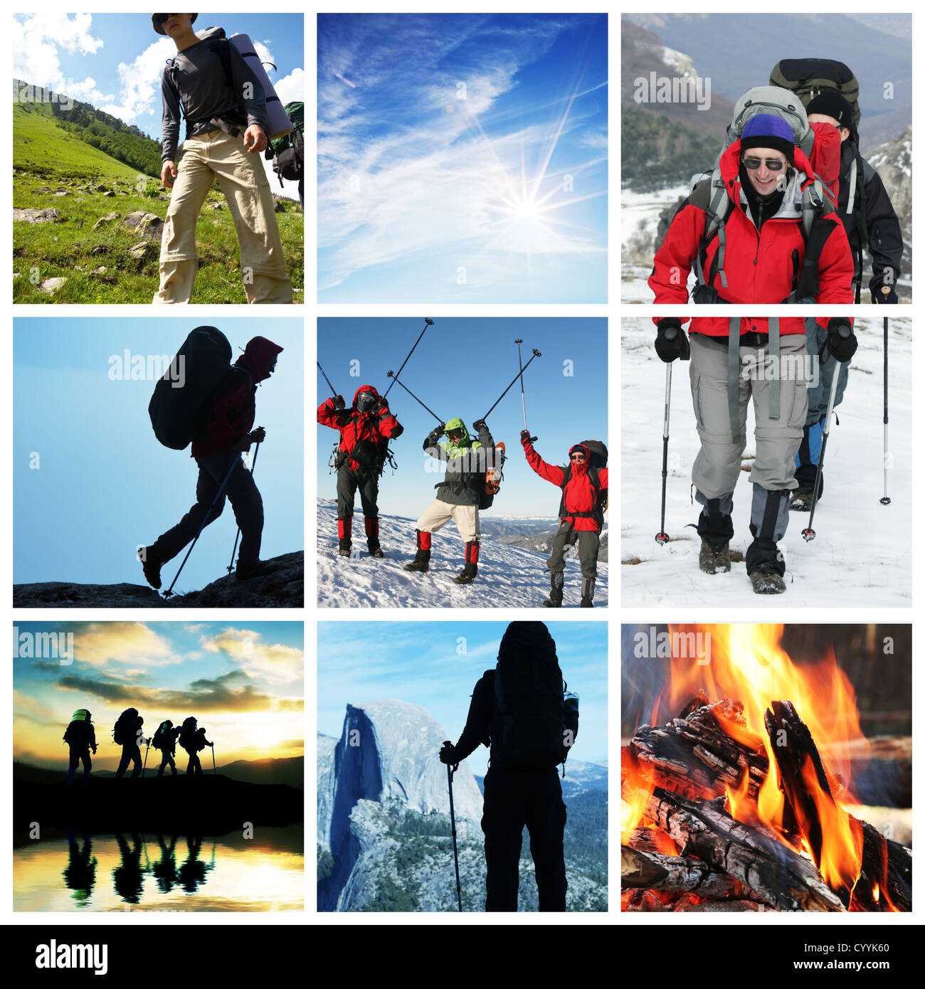 Hike, hiking collage Stock Photo - Alamy