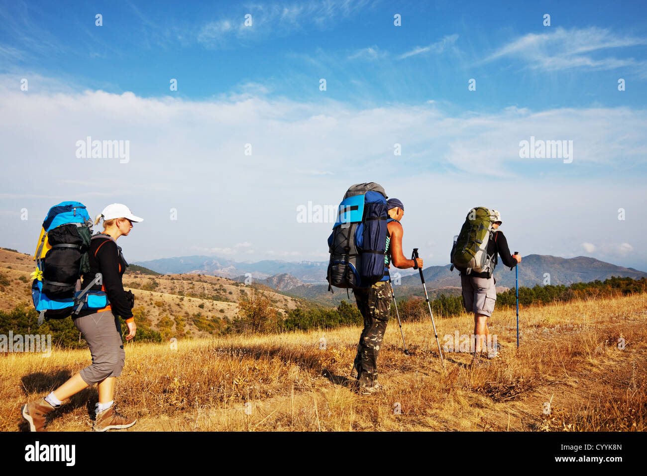 backpacker in mountains Stock Photo - Alamy