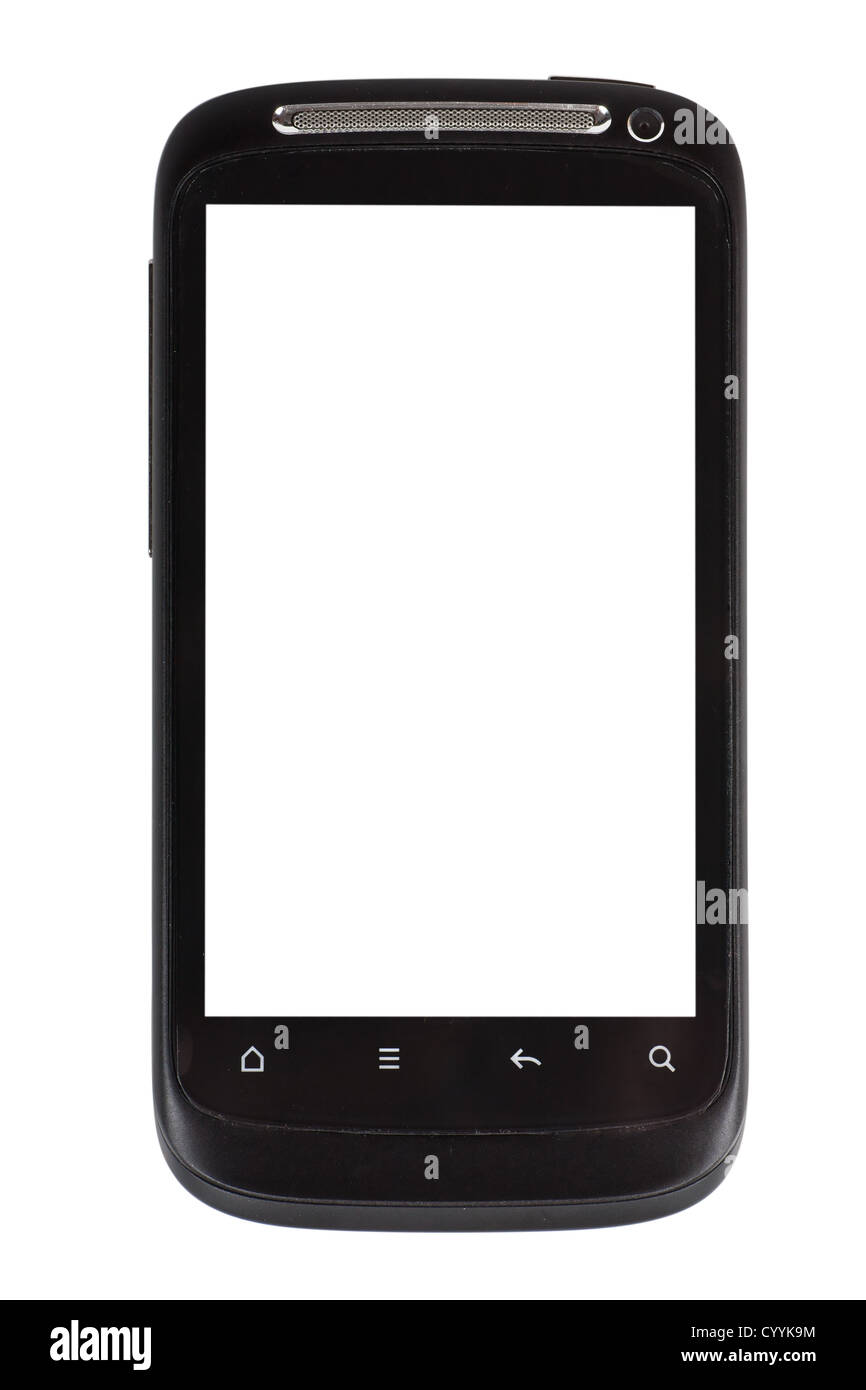 New smartphone with large touch screen over white background Stock ...