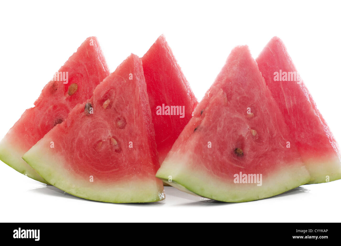 Five pieces of watermelon isolated over white Stock Photo - Alamy