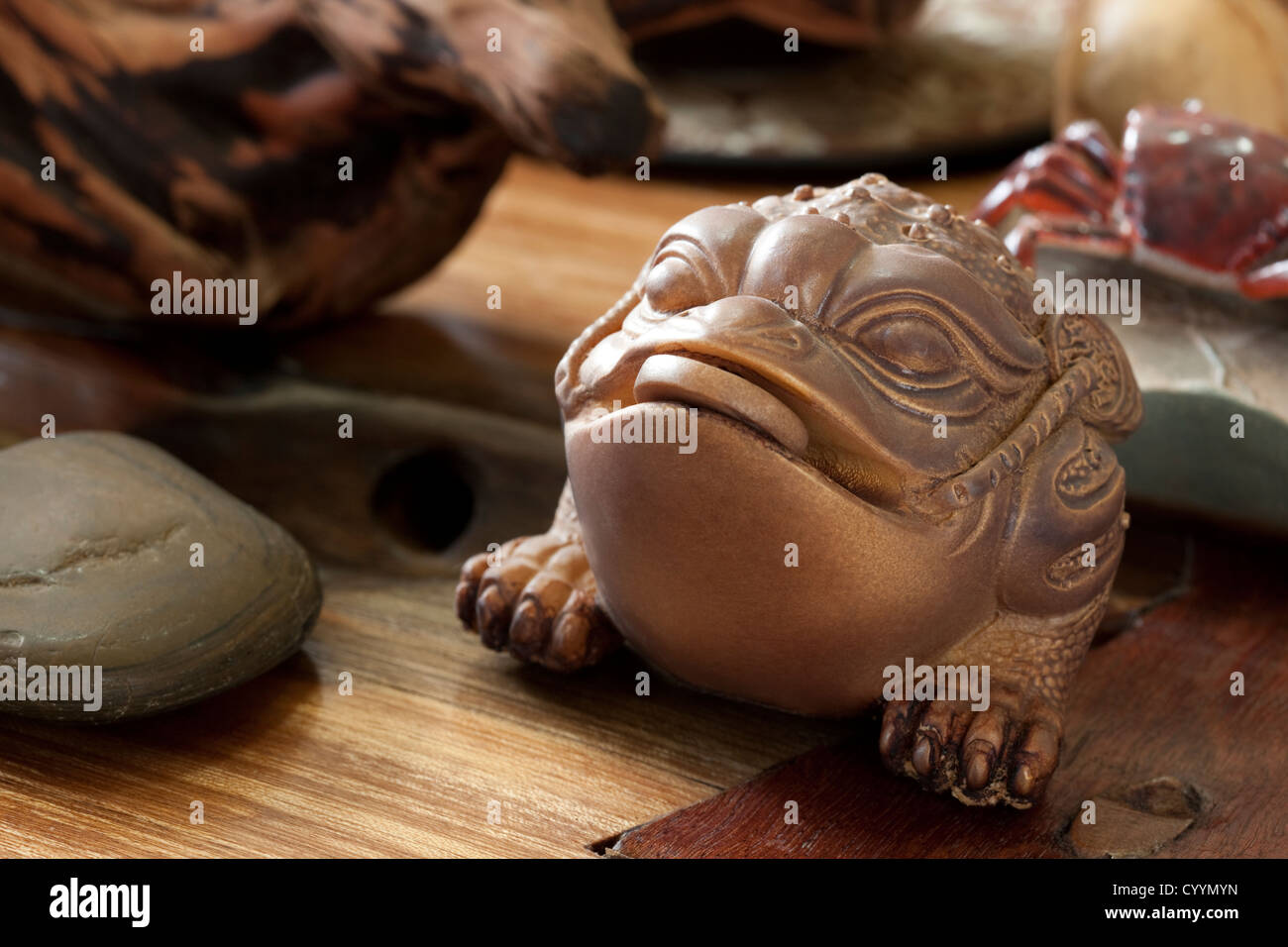 Pottery toad, traditional Chinese ornament symbolizing wealth Stock ...