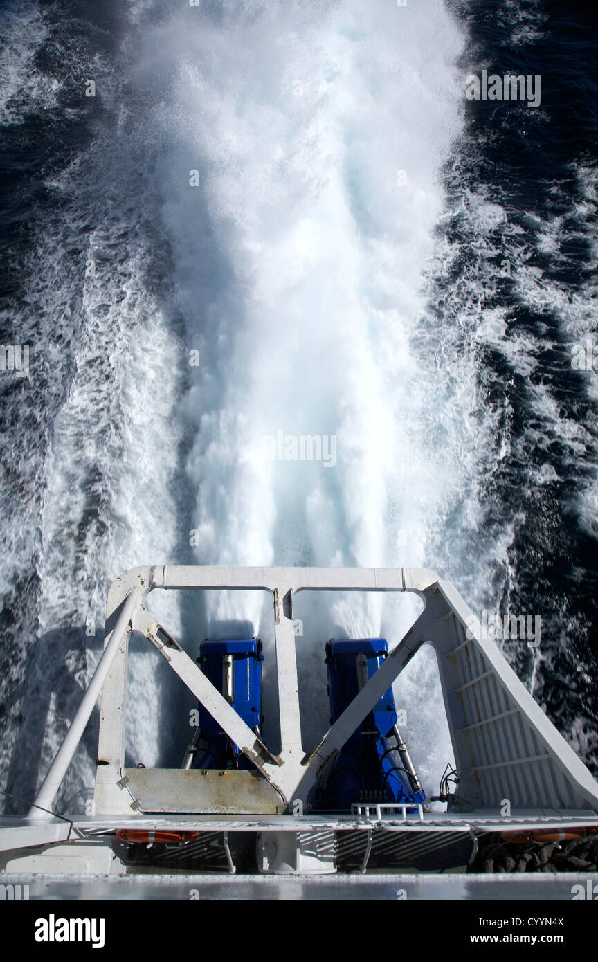 jet and wake of a boat at straits of gibraltar in andalusia spain Stock ...
