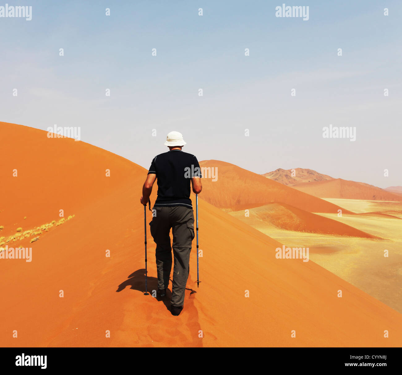 Hike in sand desert Stock Photo - Alamy