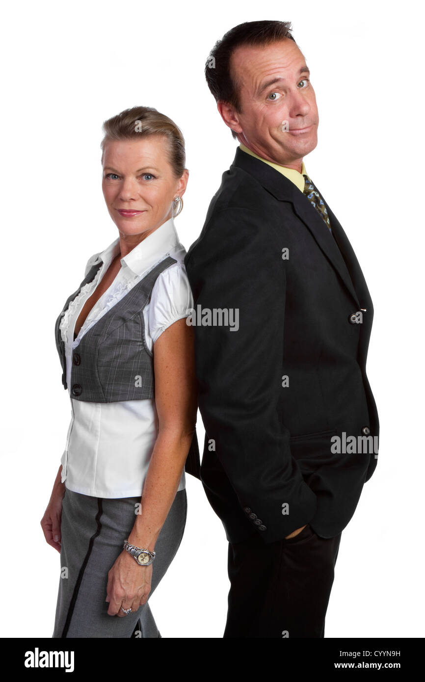 Smiling man woman middle Cut Out Stock Images & Pictures - Alamy