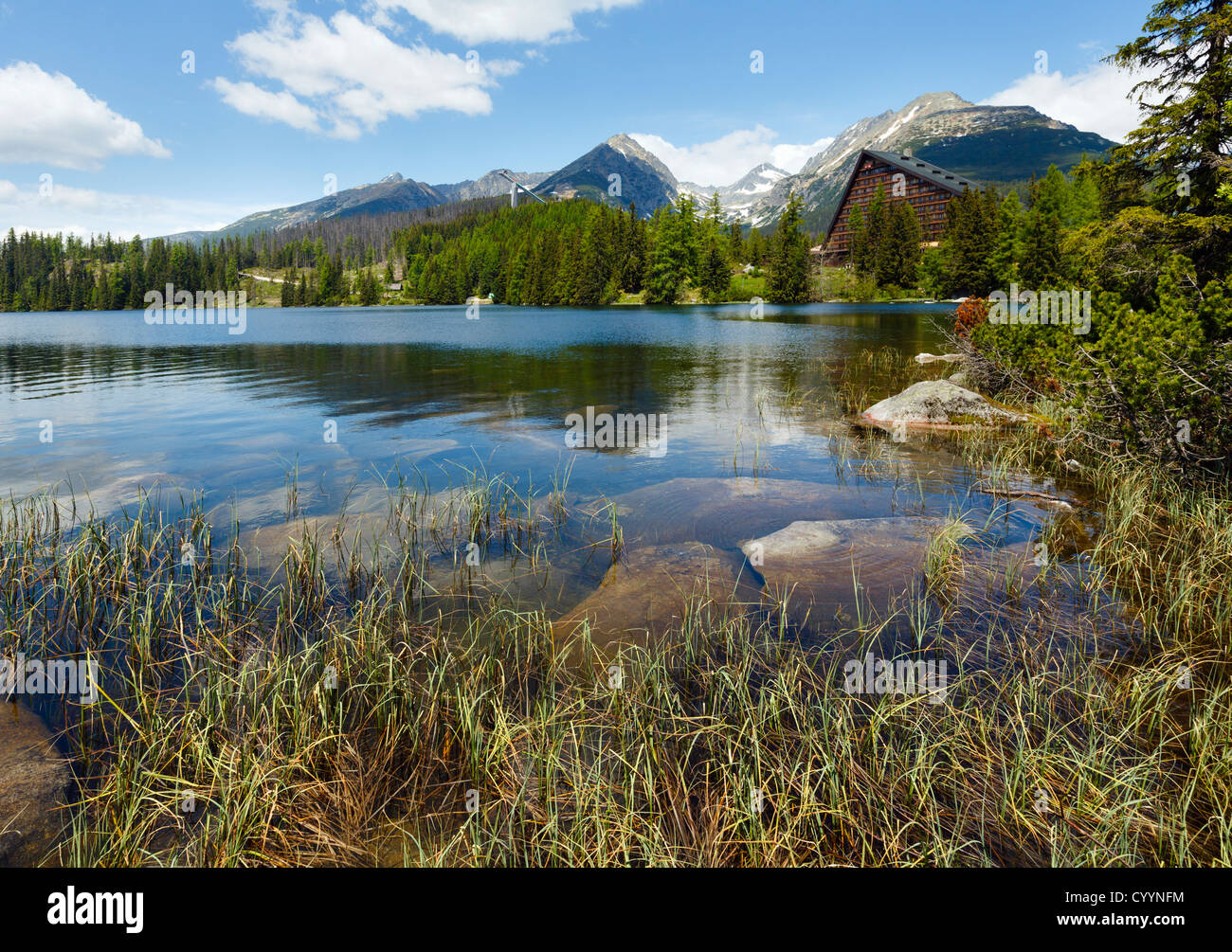 Strbske Pleso spring view with mountain lake (Slovakia Stock Photo - Alamy