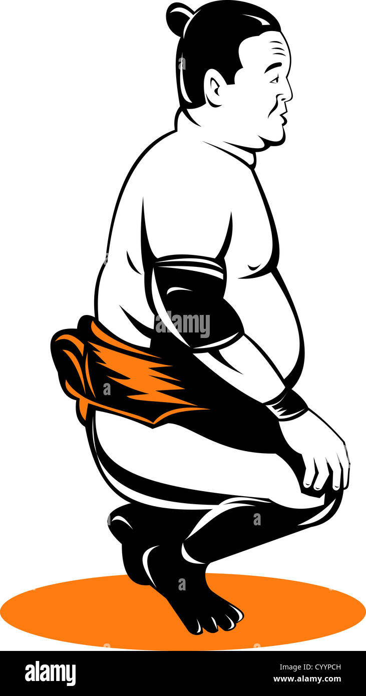 illustration of a Japanese sumo wrestler isolated on white background ...