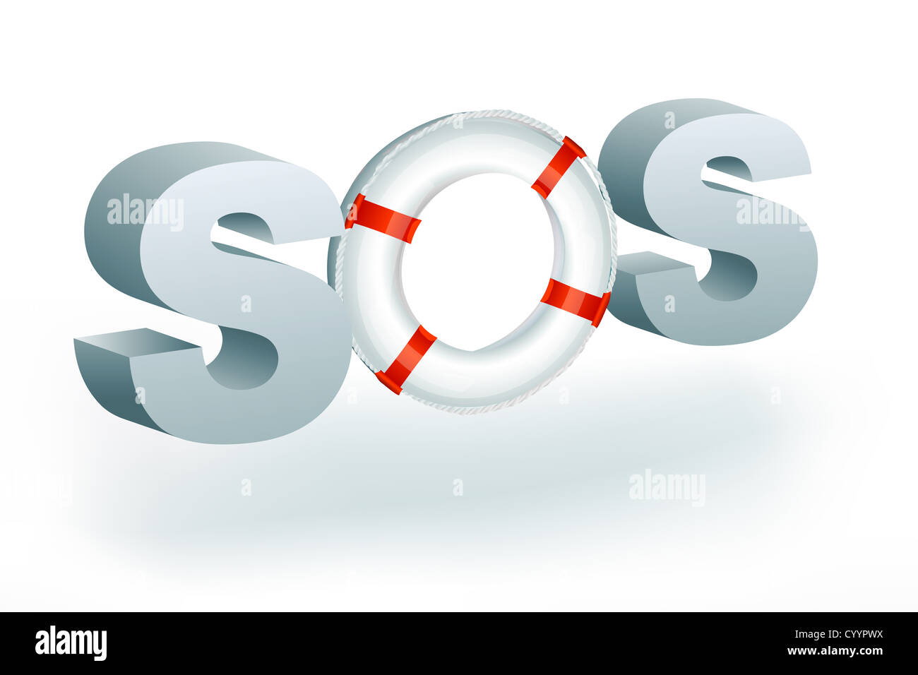 illustartion of sos on white background Stock Photo - Alamy