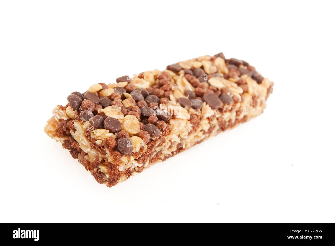 Chocolate and nut energy bar isolated on white Stock Photo - Alamy