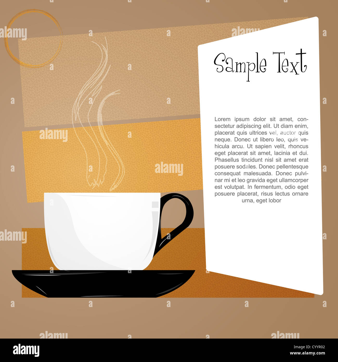 illustration of coffee with sample card Stock Photo - Alamy