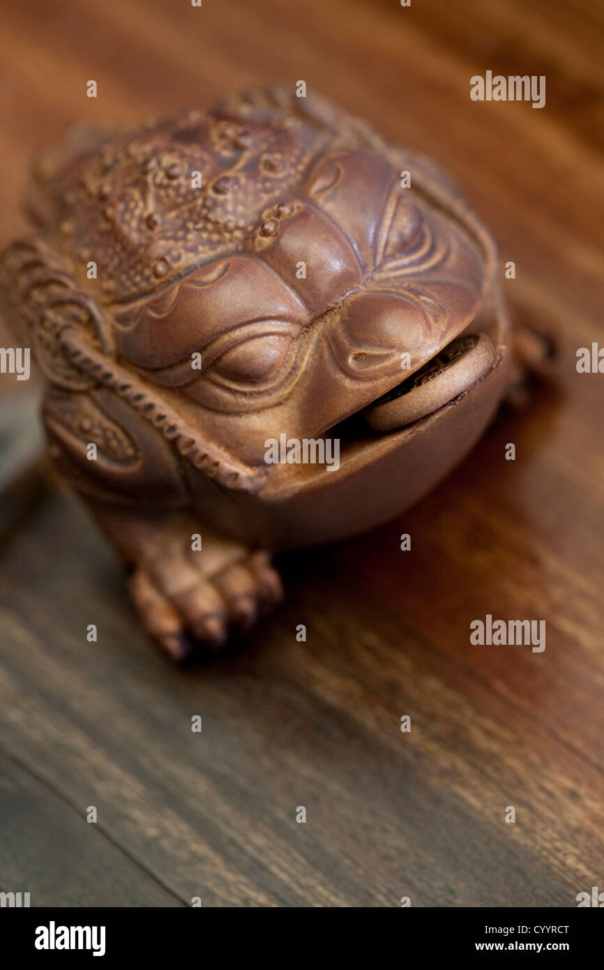 Pottery toad, traditional Chinese ornament symbolizing wealth Stock ...