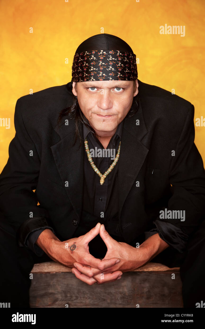 Handsome mixed race man with stern expression on his face Stock Photo ...