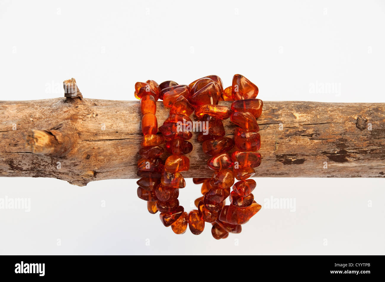 An amber necklace wrapped around a branch Stock Photo - Alamy