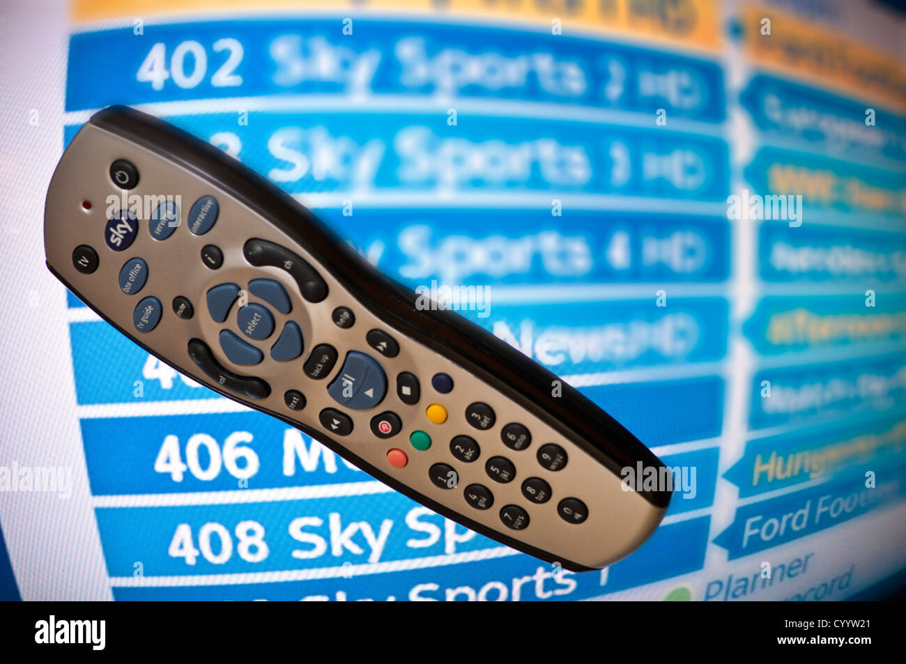 Sky plus remote control with sky sports planner Stock Photo - Alamy