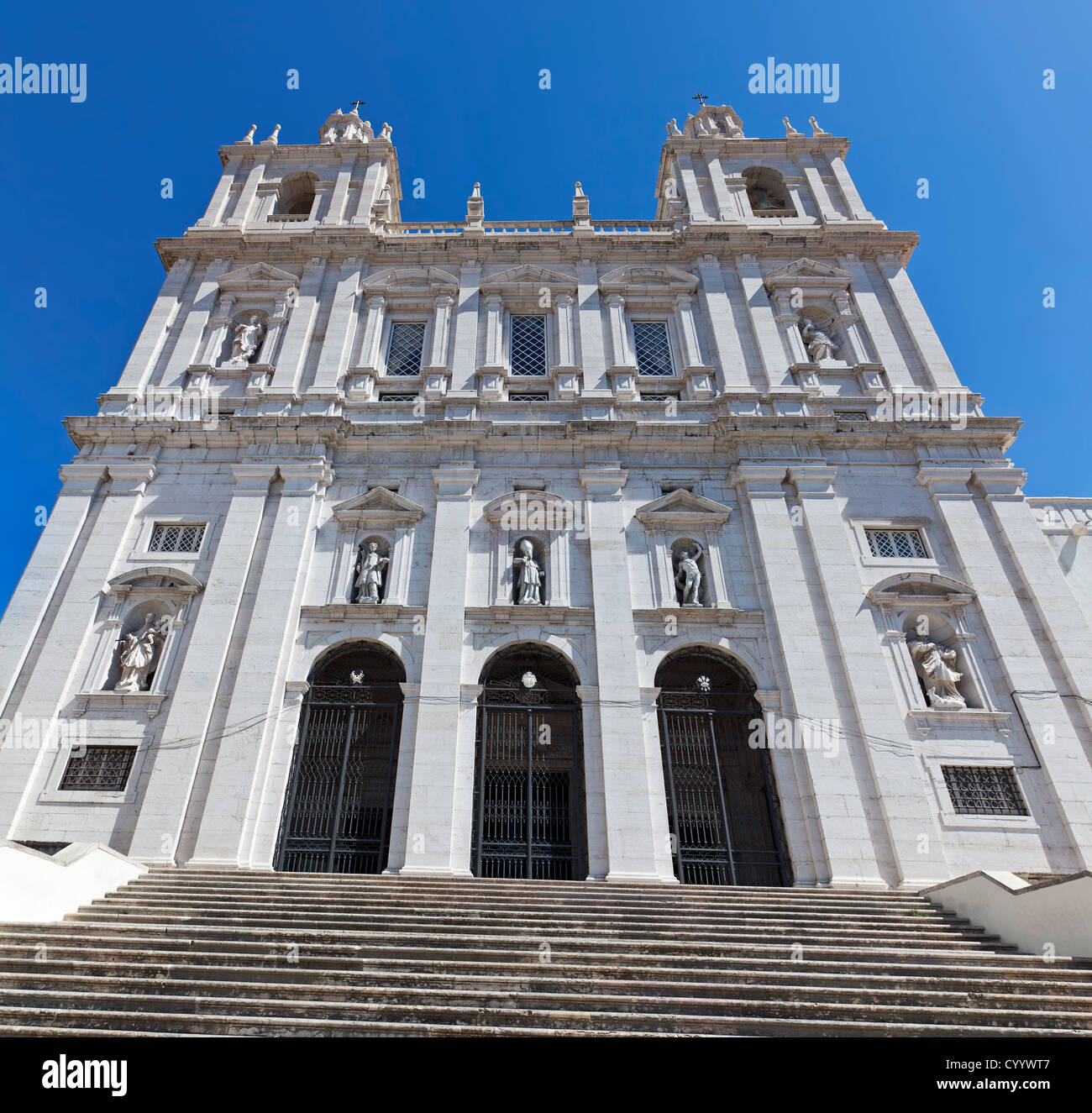 Sao Vicente de Fora Monastery. White limestone facade. 17th Century ...