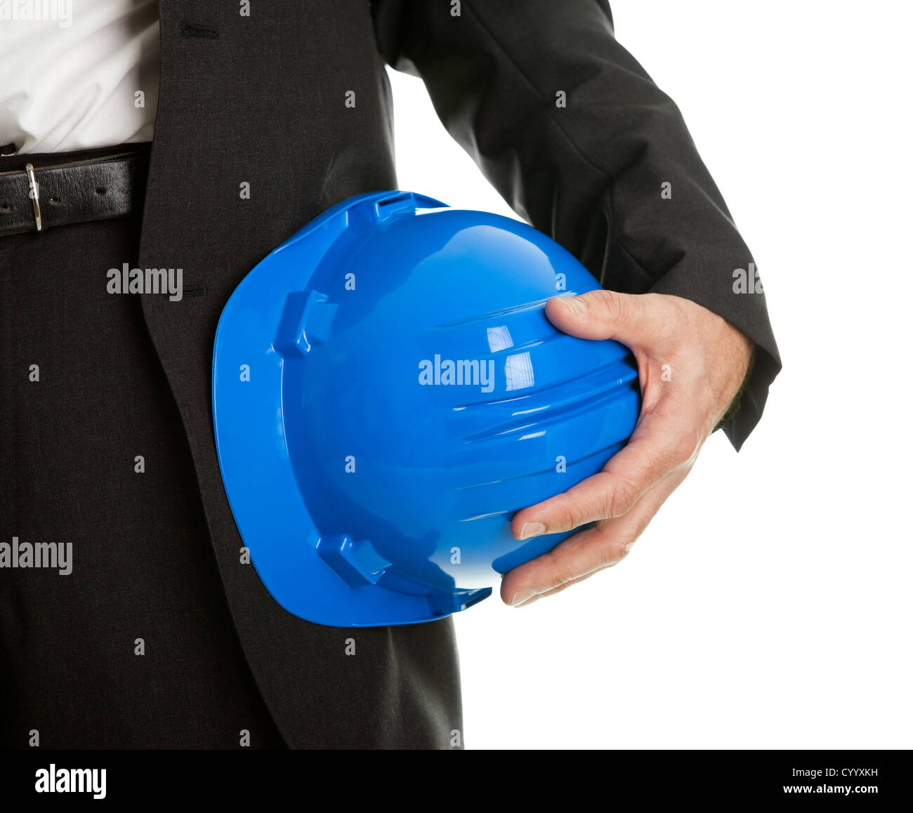 Close-up of architect/worker holding hard hat Stock Photo - Alamy