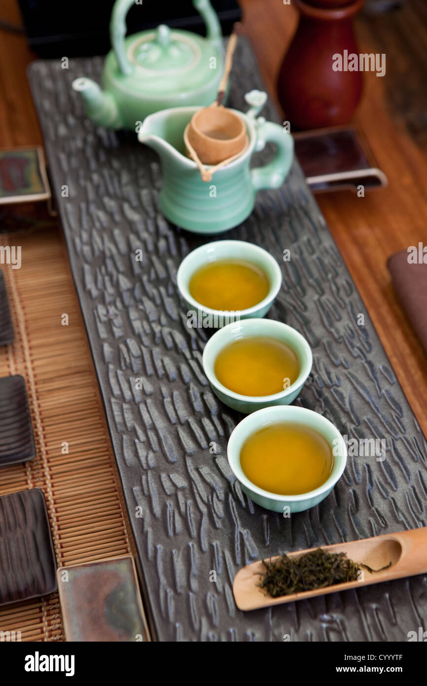 Chinese traditional tea set in a tea room Stock Photo - Alamy