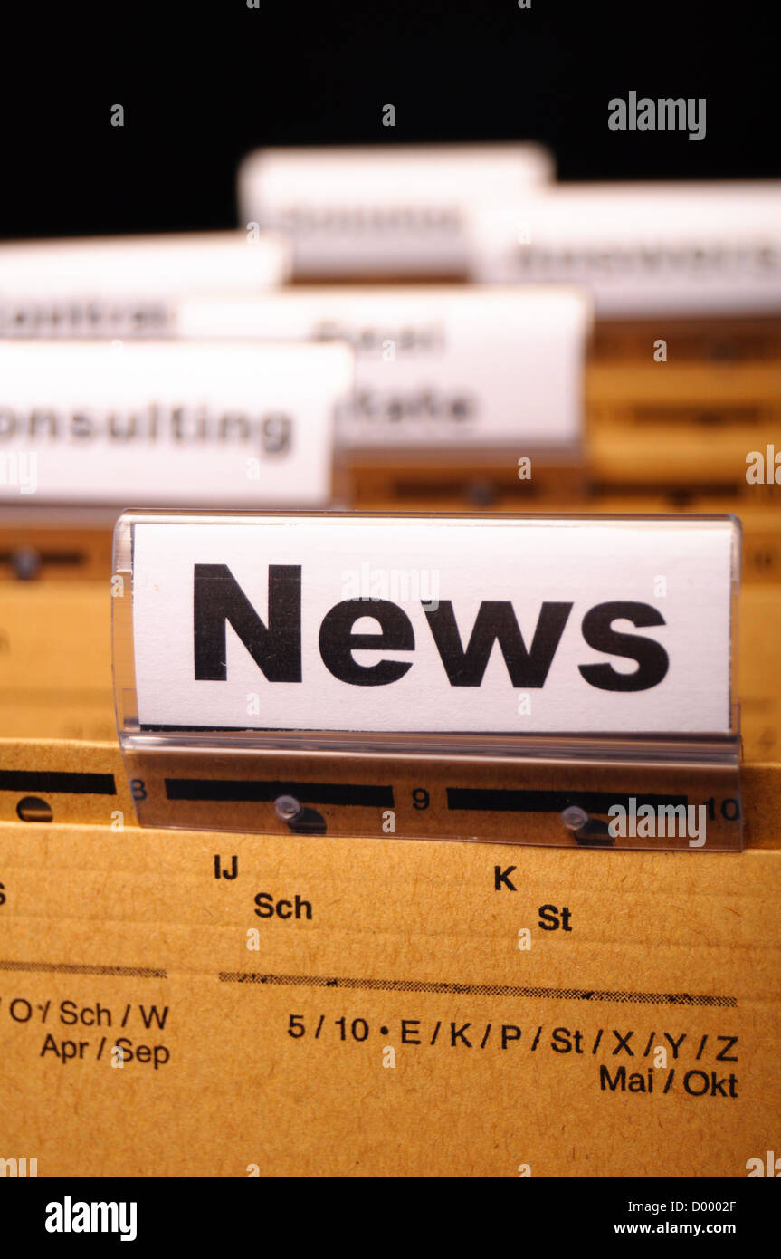 news or newsletter concept with word on folder register in business ...
