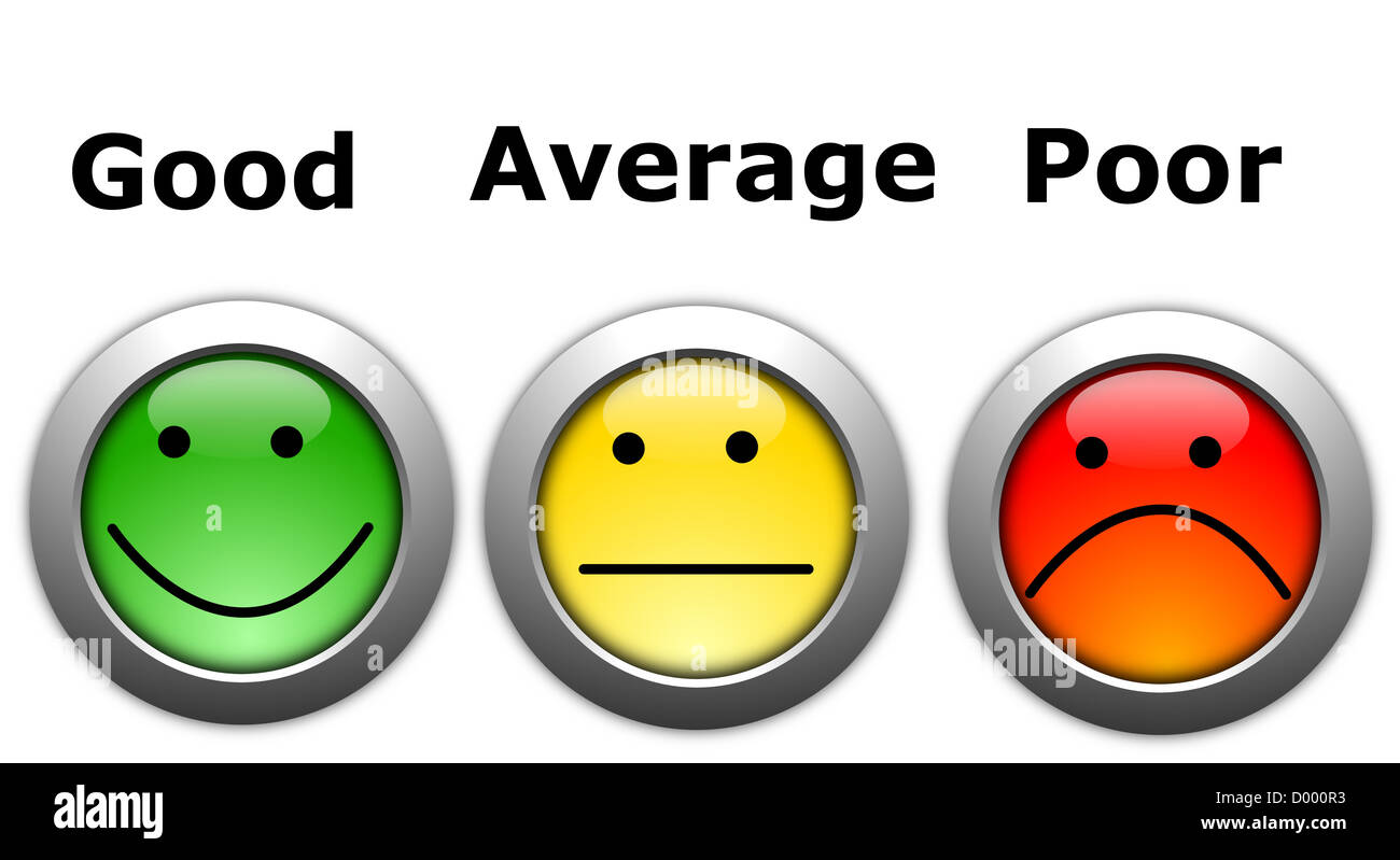 customer satisfaction survey concept with smilie and button Stock Photo ...
