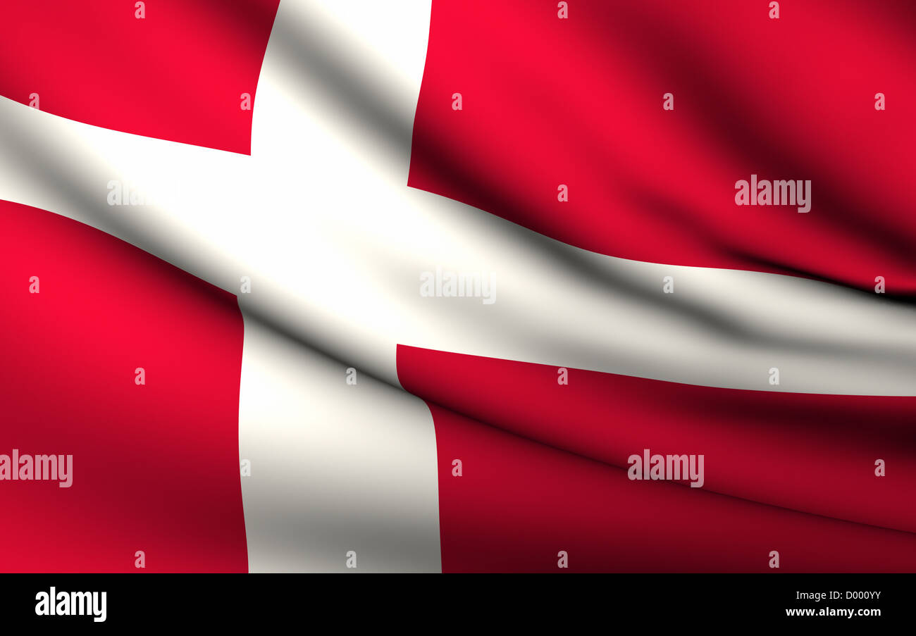 Flying Flag of Denmark . All Countries Collection Stock Photo - Alamy