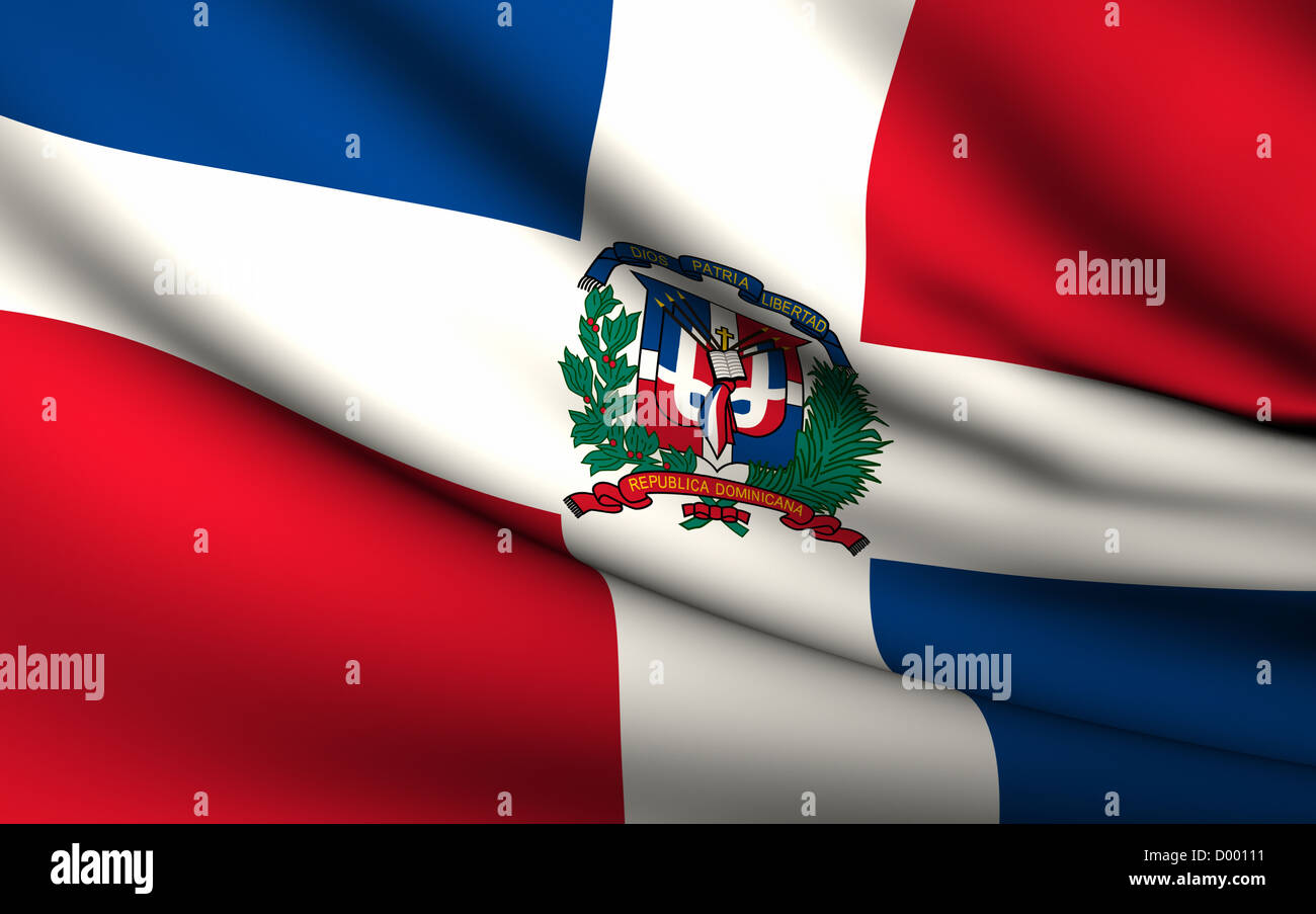 Flying Flag of Dominican Republic . All Countries Collection Stock ...