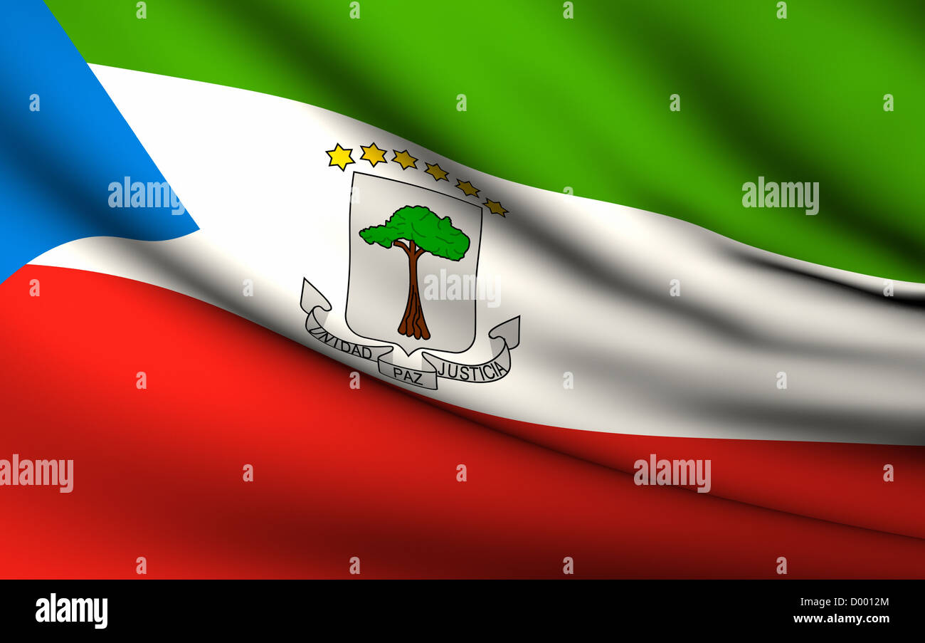 Flying Flag of Equatorial Guinea . All Countries Collection Stock Photo ...