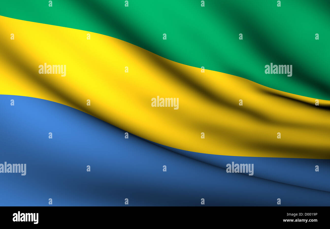 Flying Flag of Gabon . All Countries Collection Stock Photo - Alamy
