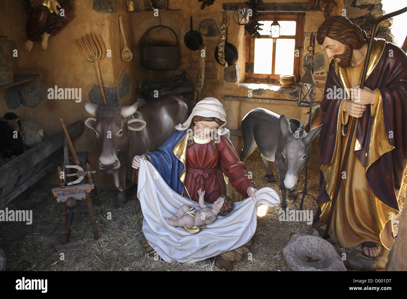 Spain, Canary, Island, Tenerife, El Monasterio, Nativity Tableau Stock ...