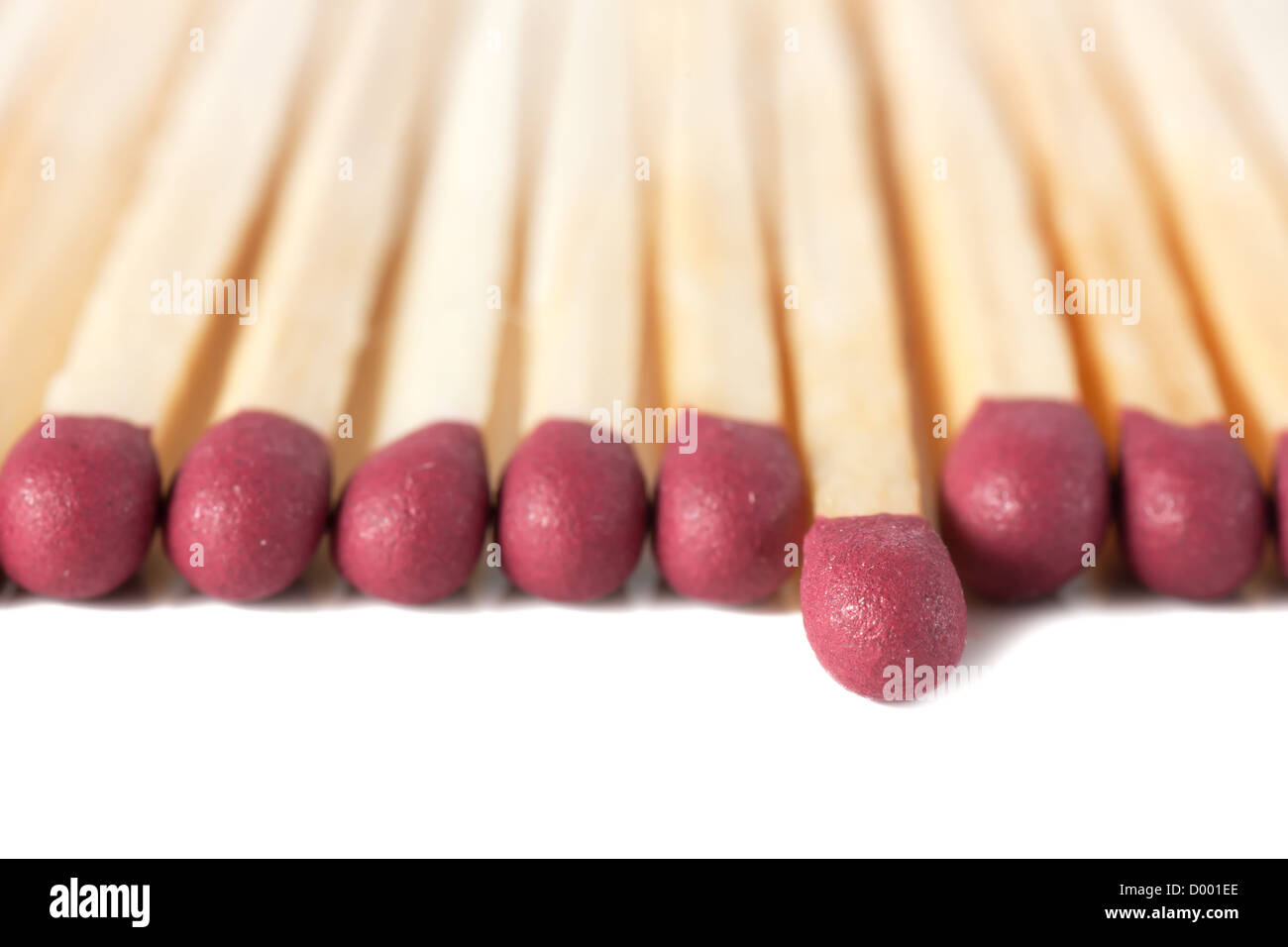 Macro view of row of matches isolated over white Stock Photo - Alamy