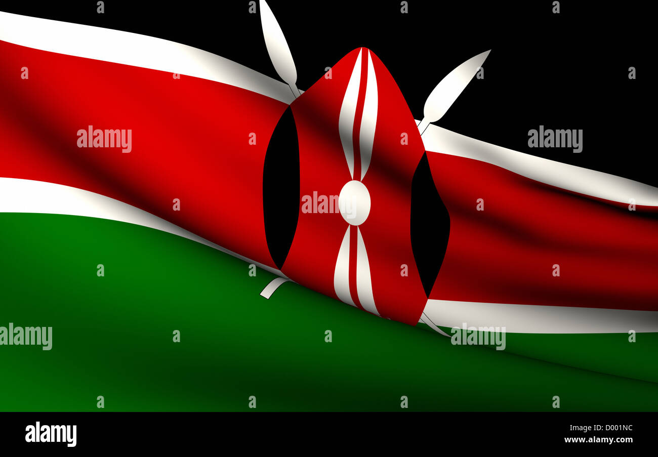 Flying Flag of Kenya . All Countries Collection Stock Photo - Alamy