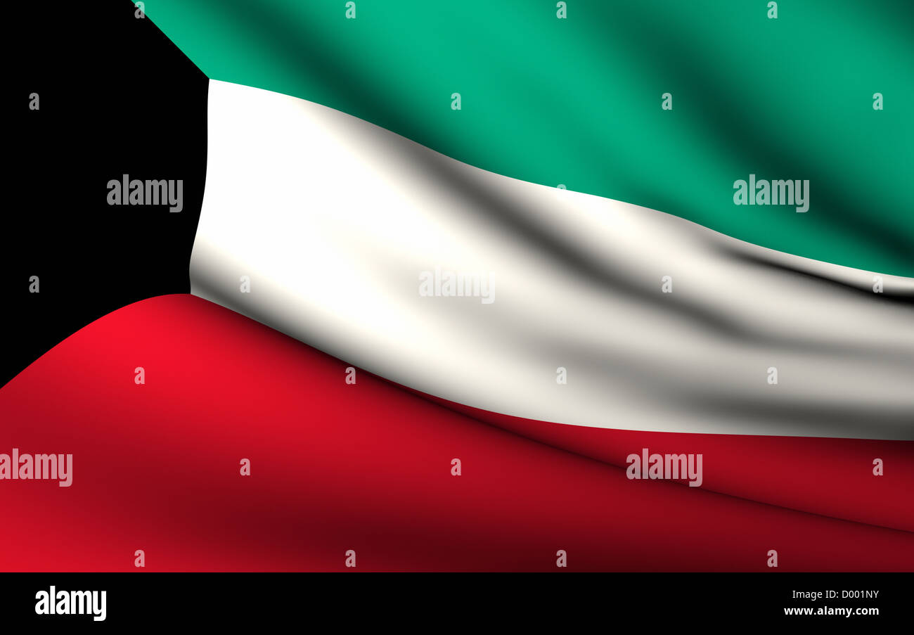 Flying Flag of Kuwait . All Countries Collection Stock Photo - Alamy