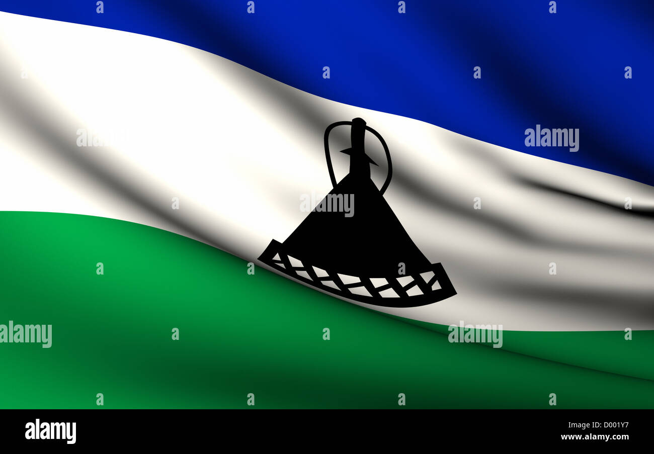 Flying Flag of Lesotho . All Countries Collection Stock Photo - Alamy
