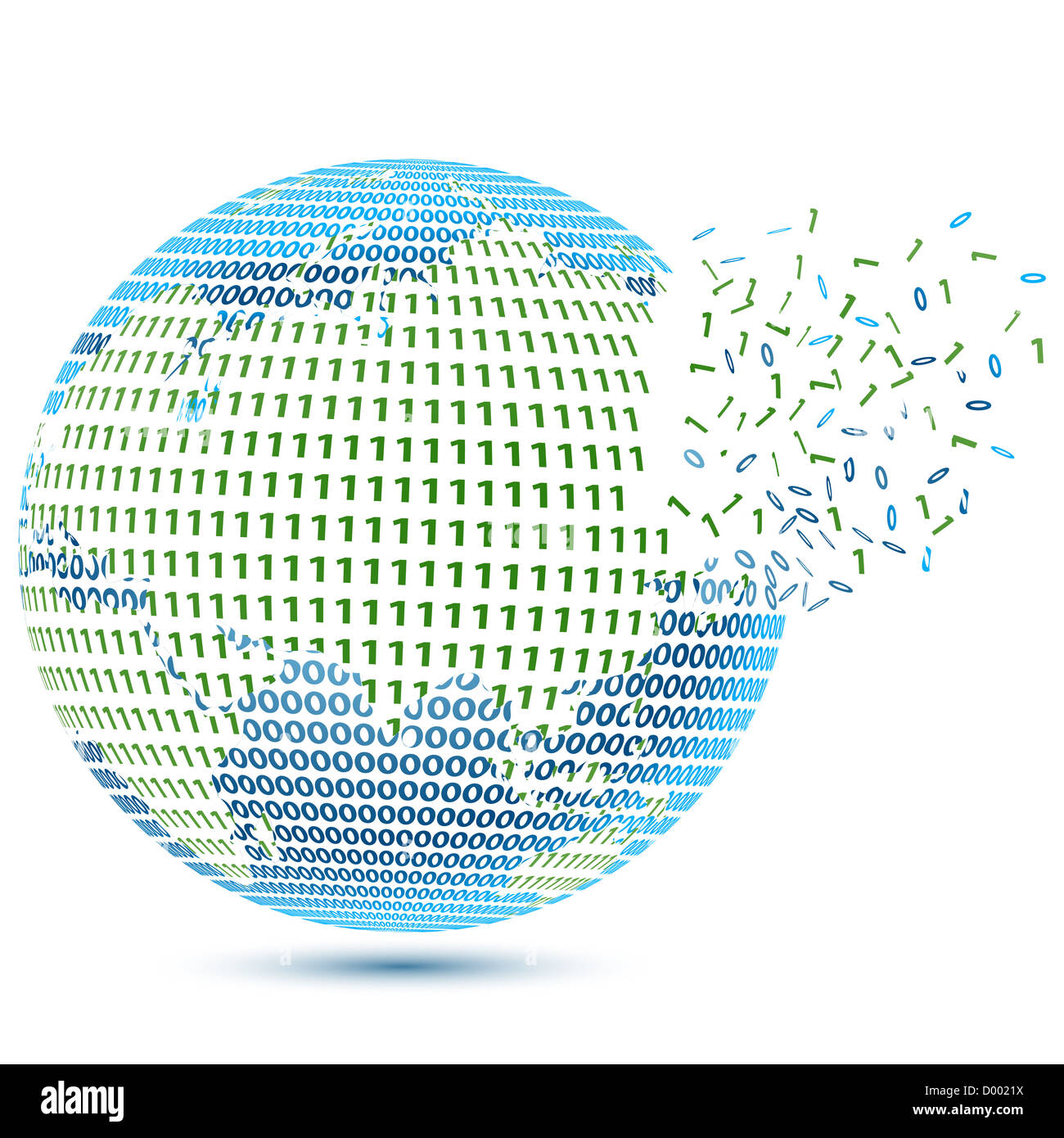 illustration of globe with binary number on white background Stock ...