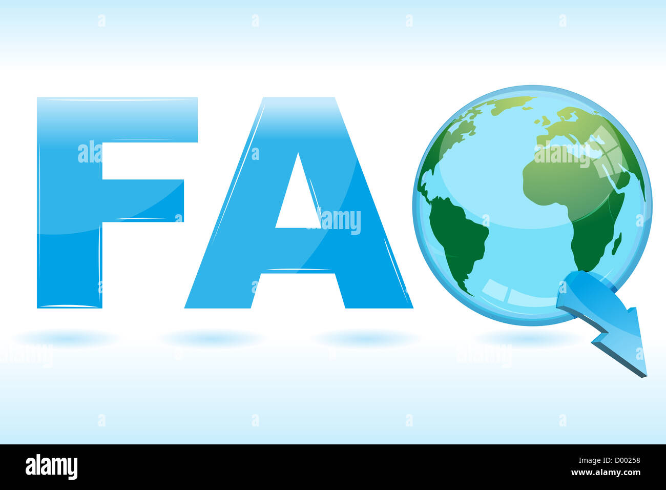 illustration of faq icon with globe Stock Photo - Alamy