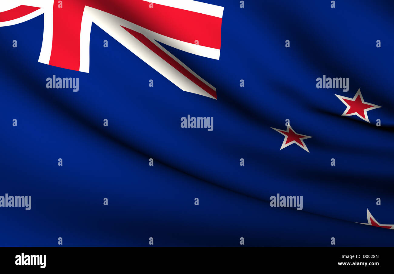 Flying Flag of New Zealand . All Countries Collection Stock Photo - Alamy